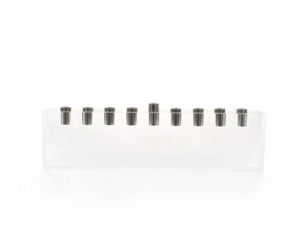 Menorah, Clear Lucite with Silver Color Adapters - Kolbo Fine Judaica ...
