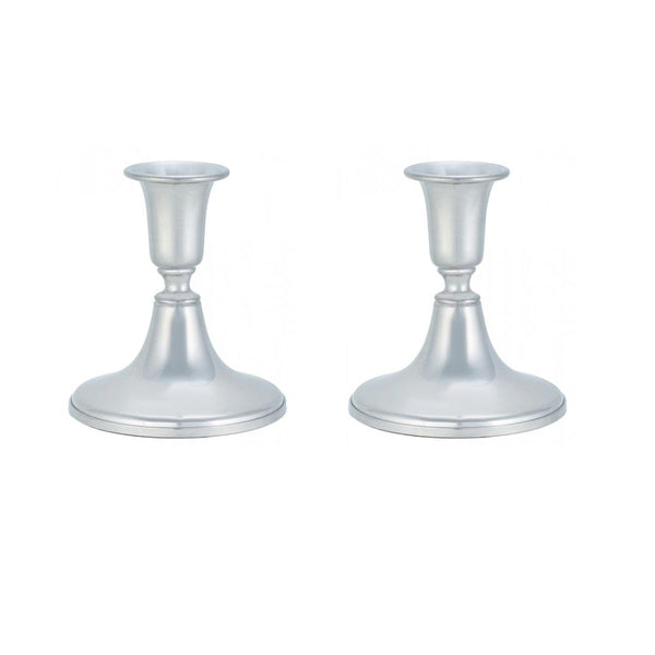 Candlesticks, Small Traditional Design, Pewter - Kolbo Fine Judaica Gallery