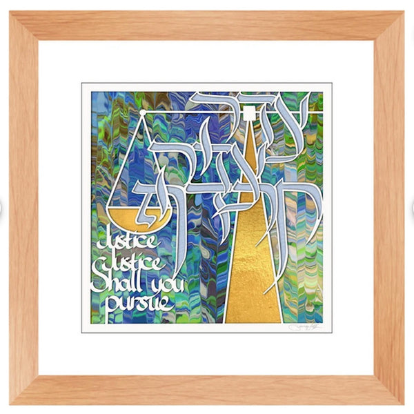 Justice Justice, Print of Original Papercut, Blue, Gold, and Green, Na ...