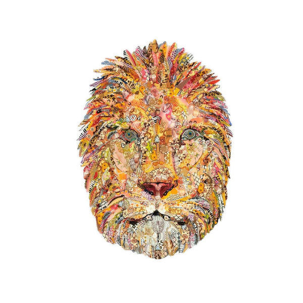 Lion, Print of Japanese Paper Collage on Adhesive Backing, Medium ...