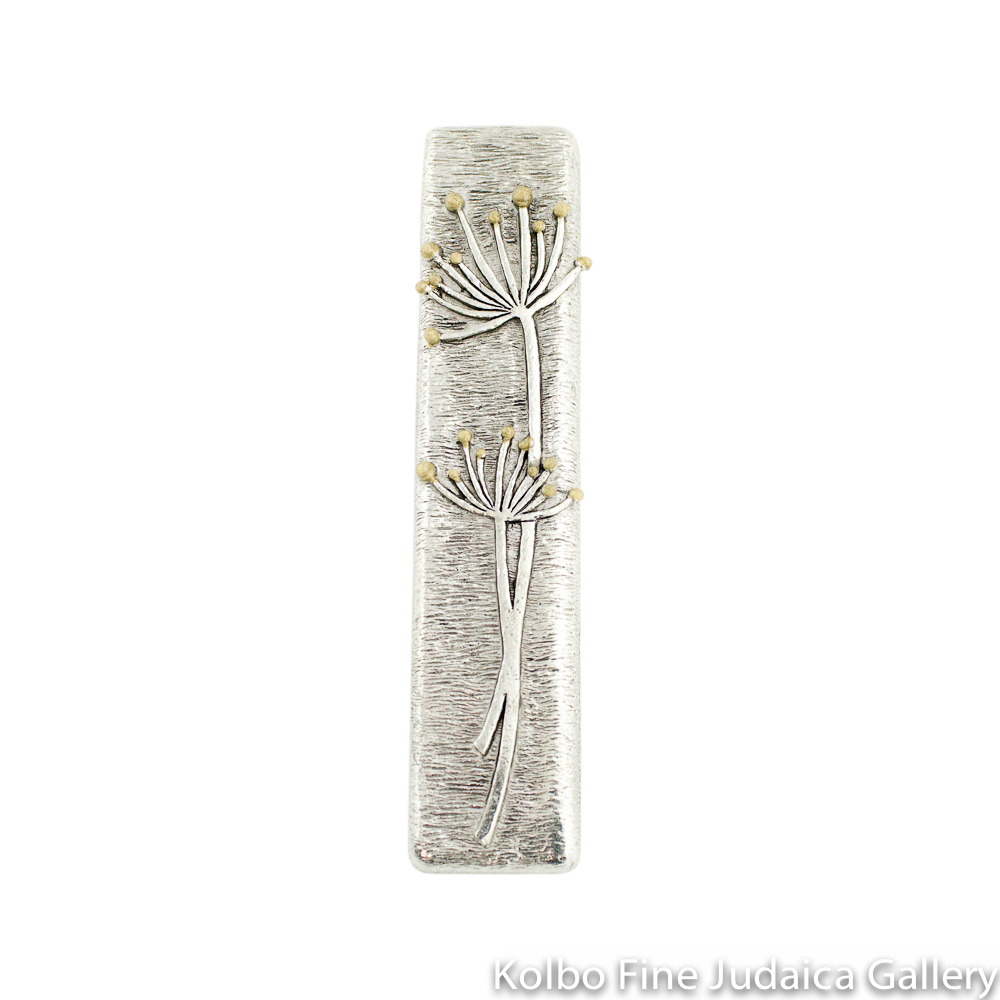 Mezuzah, Dandelion Design, Silver and Gold Colored Pewter - Kolbo Fine ...