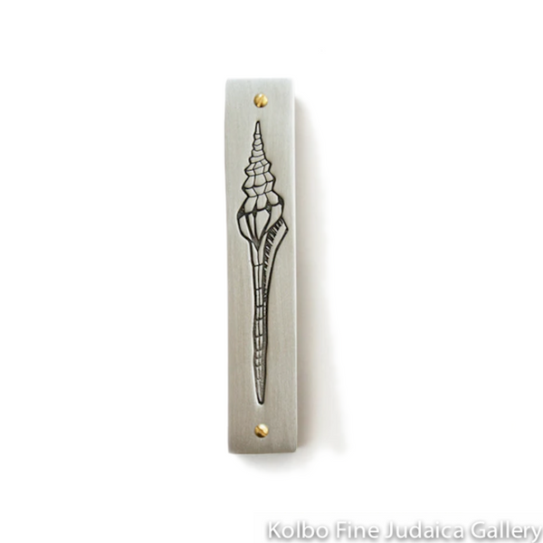 Mezuzah, Line Drawn Shell, Pewter - Kolbo Fine Judaica Gallery
