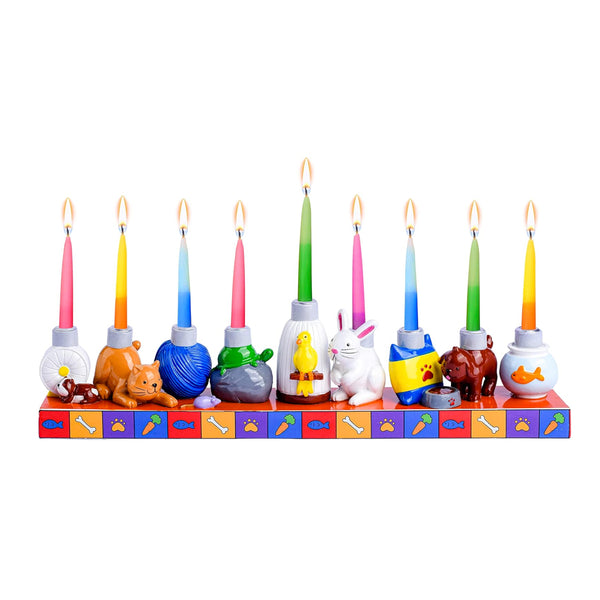 Menorah, Pet Animals Theme, Hand-Painted - Kolbo Fine Judaica Gallery
