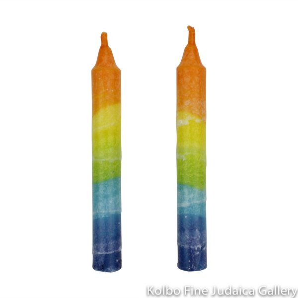 Shabbat Candles, Rainbow Colors, Includes 12 Tapered Candles, Made in ...