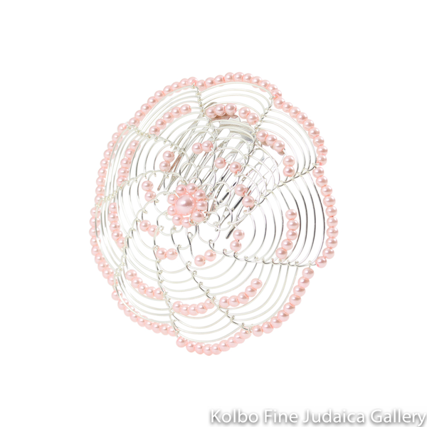 Kippah, Beaded Wire Kippah, Pink Beads, with Comb - Kolbo Fine Judaica ...